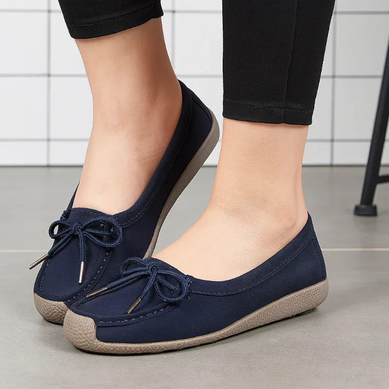 Women's Wide Fit Low-Cut Leather Flats | Buni Shoes
